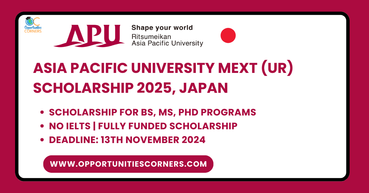 Asia Pacific University MEXT (UR) Scholarship 2025, Japan