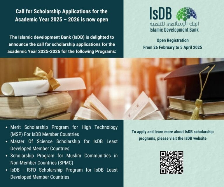 Islamic Development Bank IsDB Scholarship 2025/26 (Fully Funded)