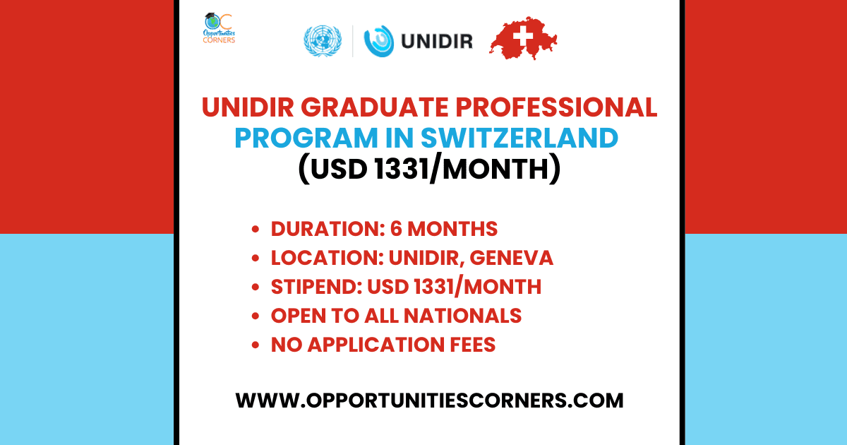 UNIDIR Graduate Professional Program 2026, Switzerland ($1331/Month)