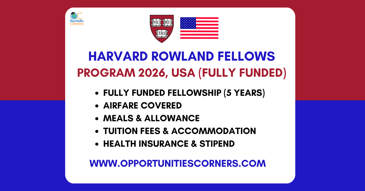 Rowland Fellowship 2027 at Harvard University (Fully Funded)