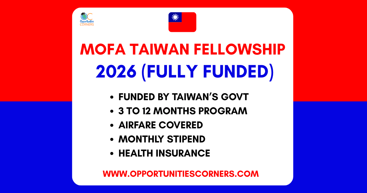 MOFA Taiwan Fellowship 2026 (Fully Funded by Foreign Affairs)