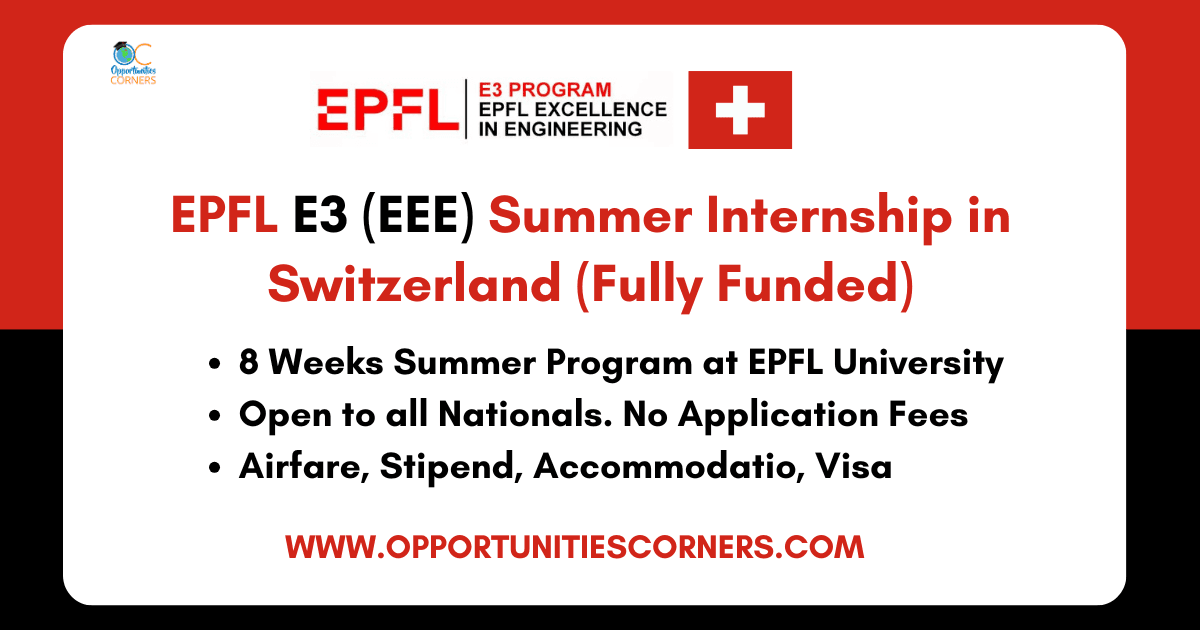 EPFL E3 Summer Internship 2026 in Switzerland (Fully Funded)